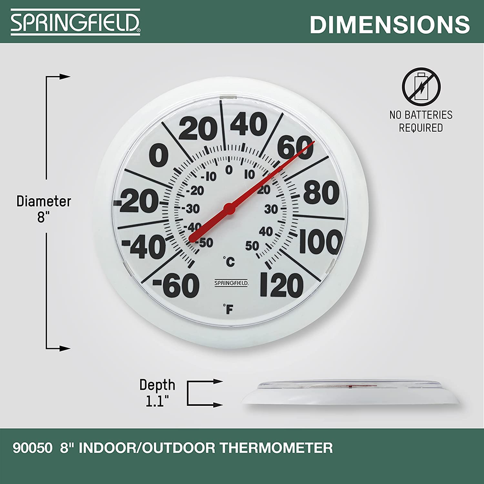 Springfield Indoor Outdoor Big and Bold Dial Thermometer, Wireless ...
