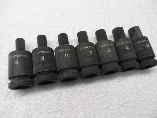 Craftsman 1/2" Drive Metric MM Impact Hex Bit Socket Set - 7 pcs (9mm ...
