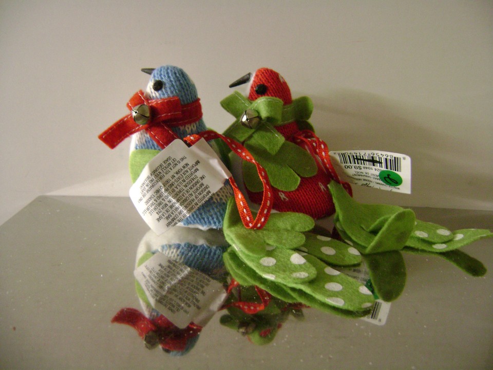 BIRD PARTRIDGE CHRISTMAS ORNAMENT LORD & TAYLOR FABRIC ORNAMENTS SET 2 ...