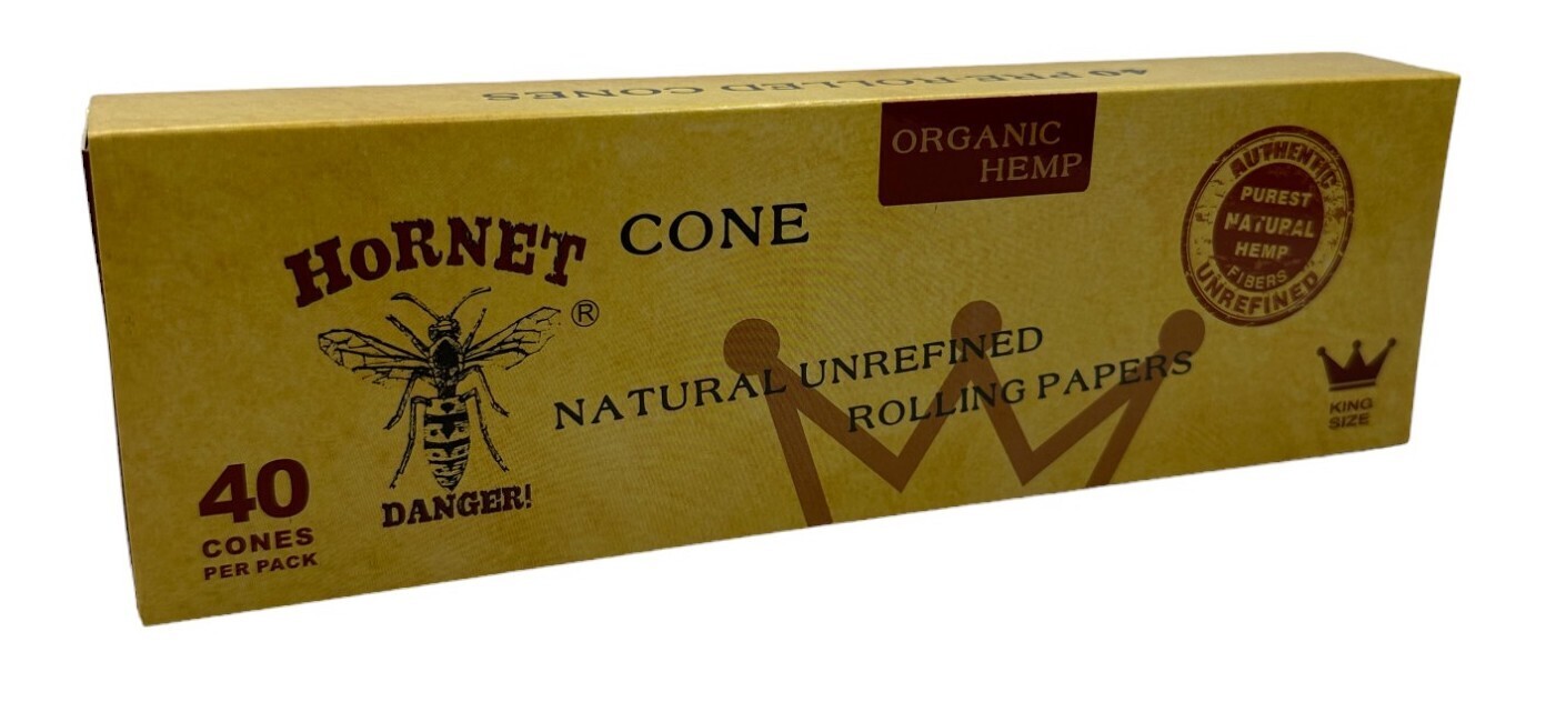 Hornet Natural Unrefined King Size Pre Rolled Paper Cones Smoking 40 ...