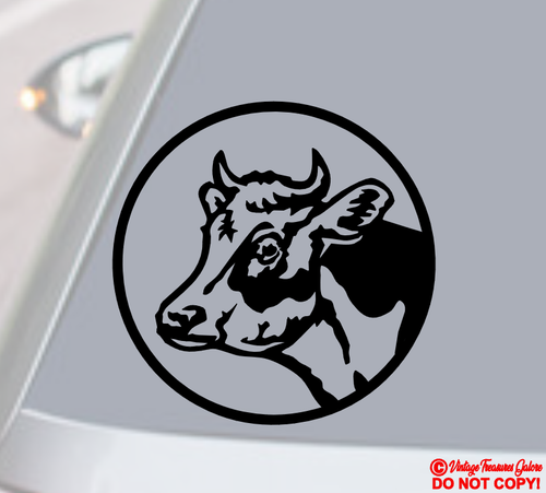 COW FACE Vinyl Decal Sticker Car Window Wall Bumper HEIFER CATTLE DAIRY ...