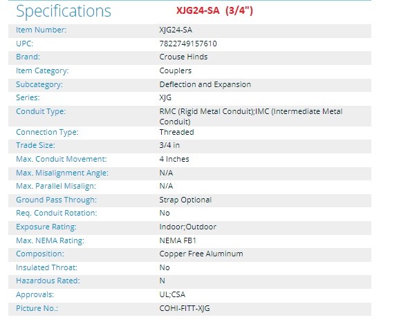 Cooper Crouse Hinds Eaton XJG24SA XJG34SA XJG54SA XJG64SA 3/4, 1, 1-1/2, 2" Cond | eBay