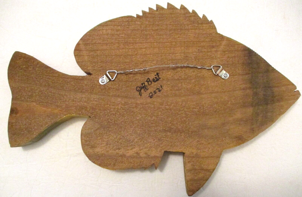 NICE 2021 SIGNED JEFF BEST WOODEN BLUEGILL FISH DECOY PLAQUE SIGN ~ 1 ...