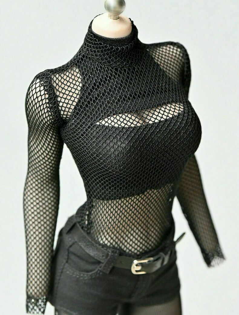 1/6 Female Black Sexy Fishnet Mesh Top Shirt For 12" Action Figure Body ...