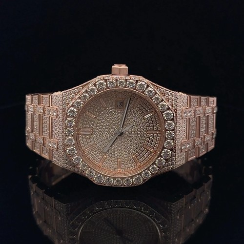 Real MOISSANITE Mens VVS Watch Ice Out Automatic Movement Hip Hop Bust ...