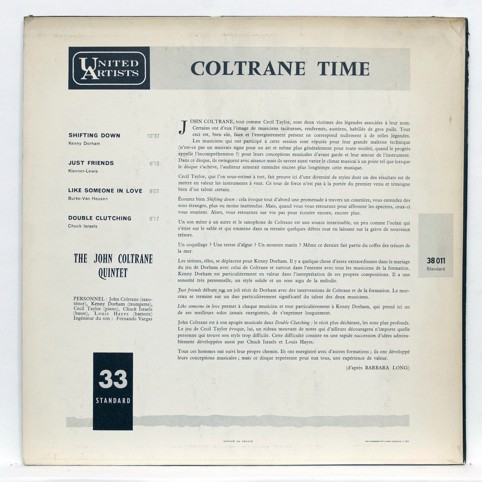 JOHN COLTRANE QUINTET ⸺ coltrane time ⸺ 1963 french UNITED ARTISTS LP EX++ | eBay