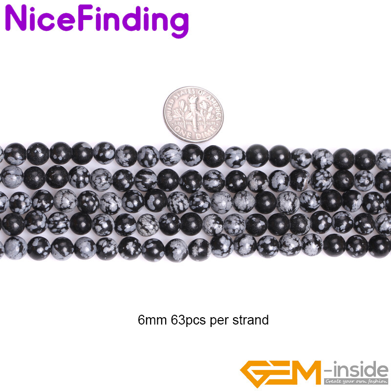 Natural Black Snowflake Obsidian Round Loose Gemstone Beads Jewelry ...