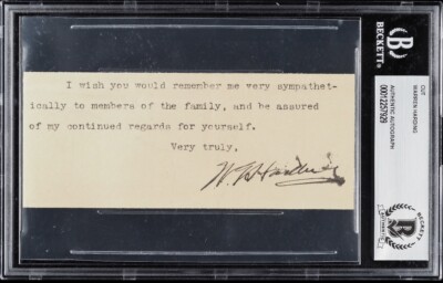 Warren G. Harding Signed Autographed Cut AUTO BAS AUTH 29th President ...