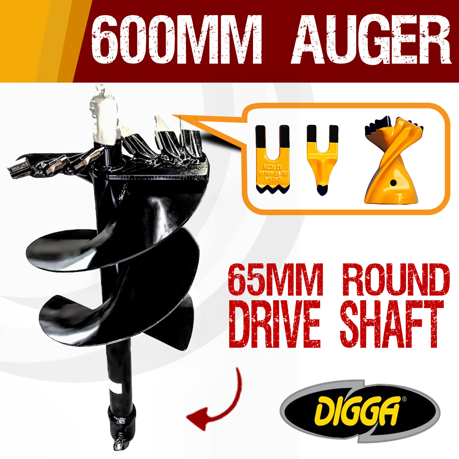 600mm Auger Drill Bit - Post Hole Earth Augers Boring Tungsten 12 Inch ...