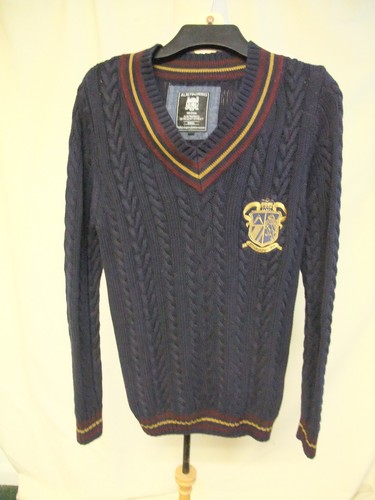 Mens Jumper Austin Reed size S, navy pure cotton, sports V-neck, brand ...