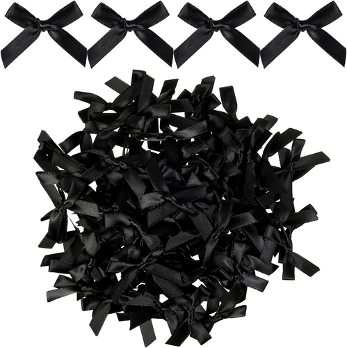 100 Pieces Tiny Bows, Mini Black Bows Satin Fabric Bow Gift Small | eBay