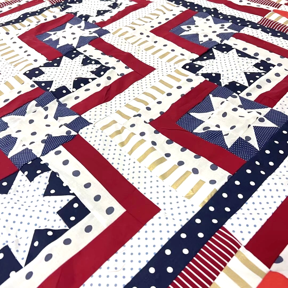 Handmade Patriot Flag Star Baby Quilt Top 47x47" Pieced~ BABY/BED/Wall ...