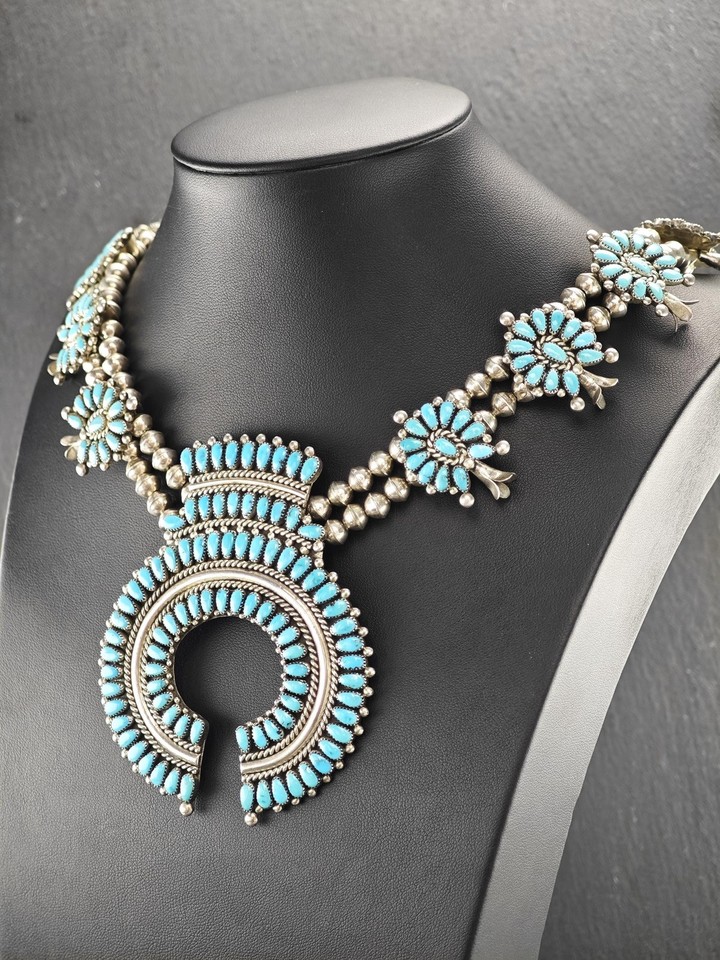 Alice Quam, Zuni, Native American Squash Blossom Necklace Sterling ...