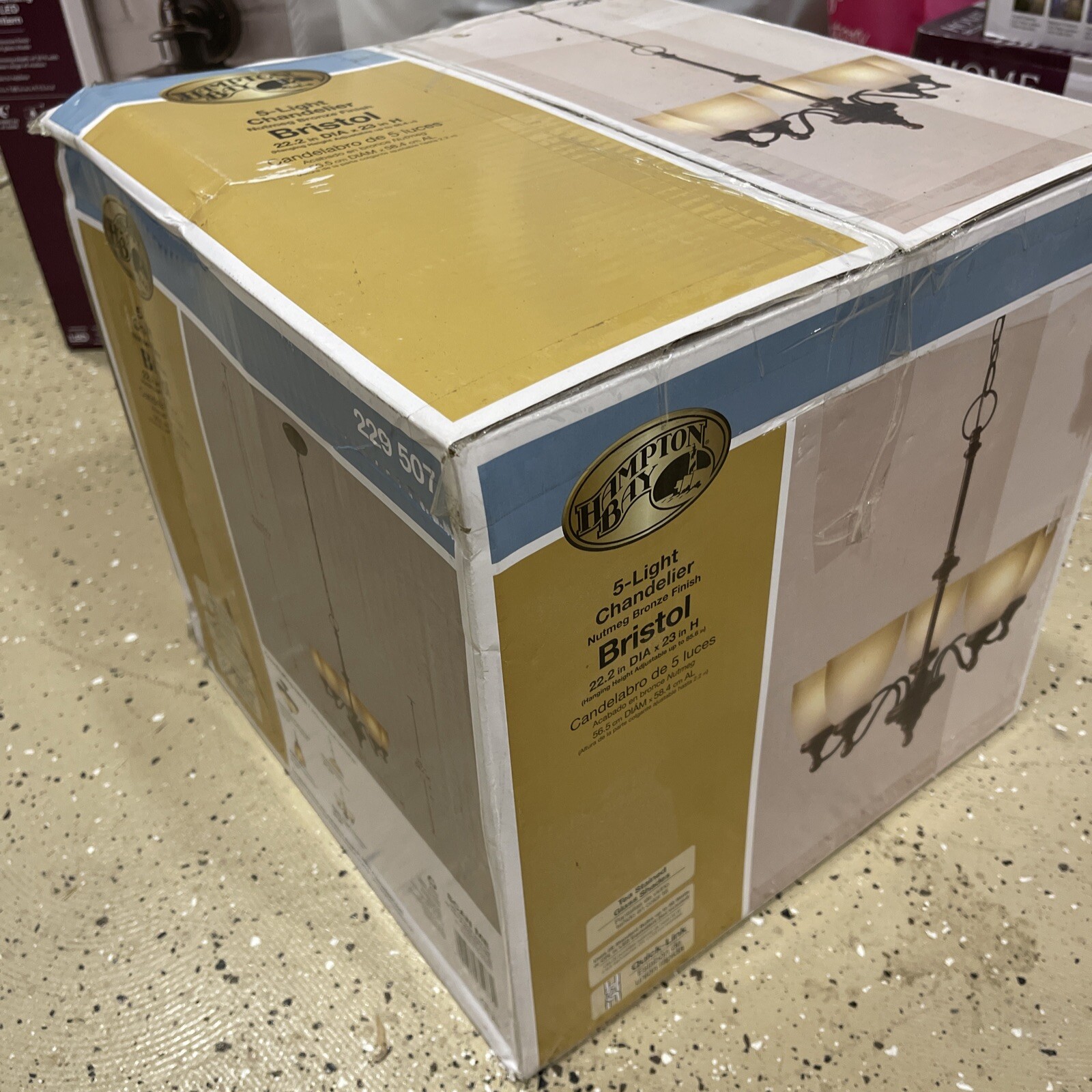 Hampton Bay Bristol 5-Light Chandelier Nutmeg Bronze Tea Stained Glass ...