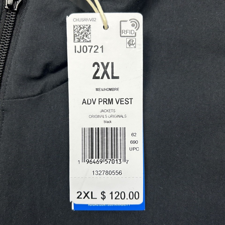Adidas Adventure Premium Vest Puffer Jacket Black Mens 2XL XXL IJ0721 ...