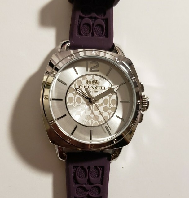Coach Women BOYFRIEND Purple Logo-embossed Rubber Strap Watch 34mm ...