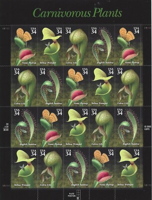 SCOTT 3528-31 34 CENT CARNIVOROUS PLANTS MINIATURE SHEET OF 20 MNH | eBay
