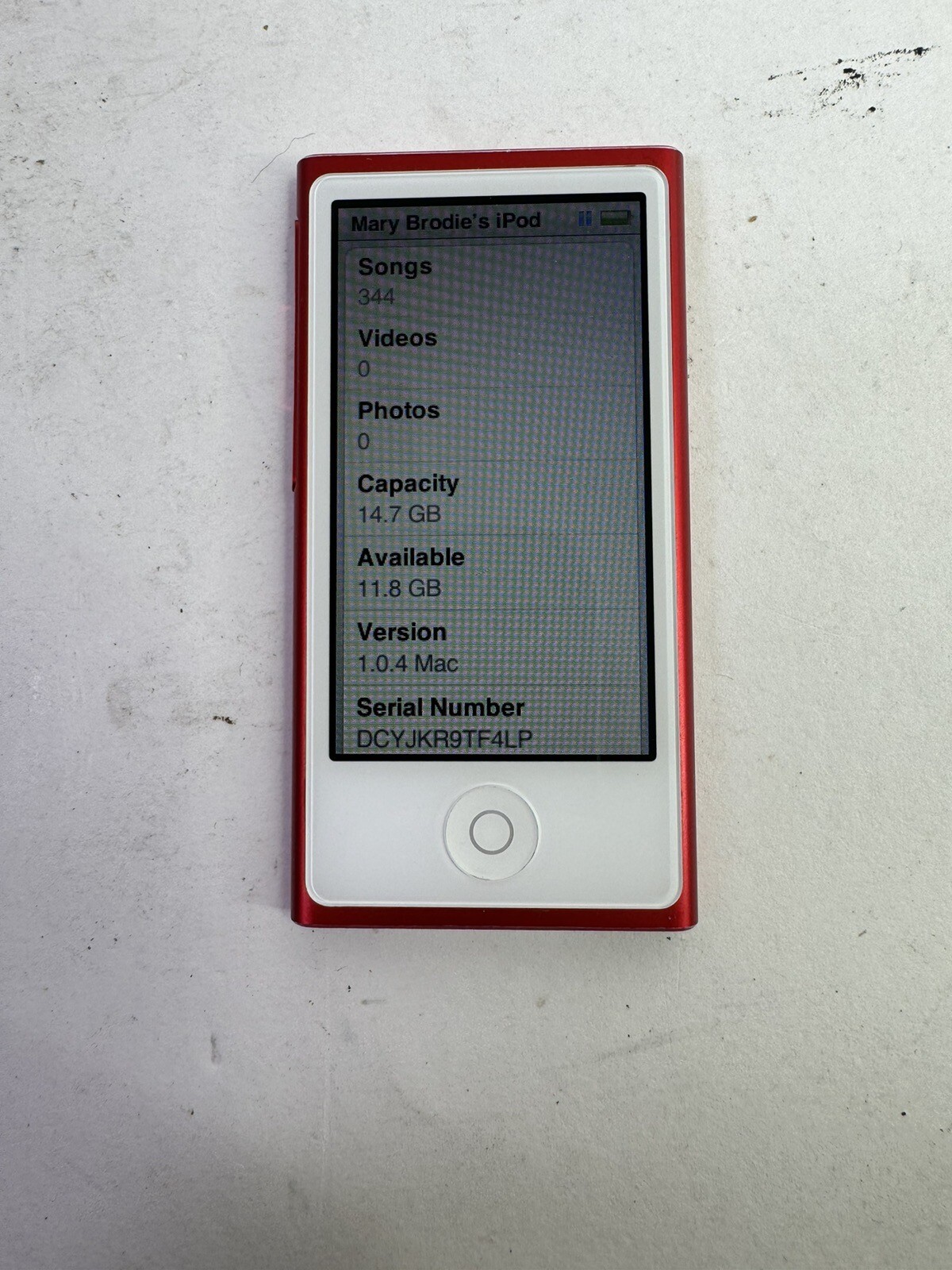Apple A1446 iPod Nano Red (Product) MKN72LL/A 16 GB W/ Lightning Cord ...