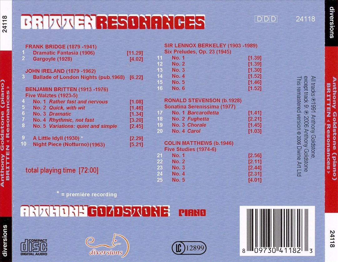 ANTHONY GOLDSTONE BRITTEN RESONANCES NEW CD 809730411823 | eBay