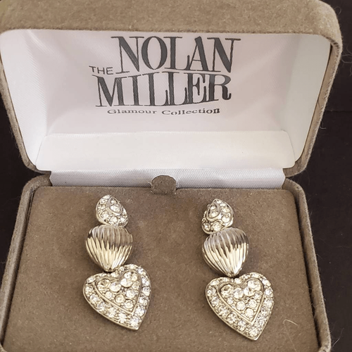 Nolan Miller Glamour Collection Silvertone Detachable Heart Pierced ...