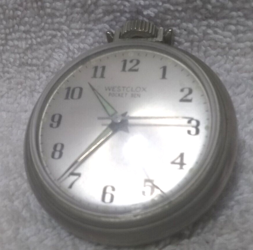 Westclox Pocket Ben Wind Up Pocket Watch Silver Dial … - Gem