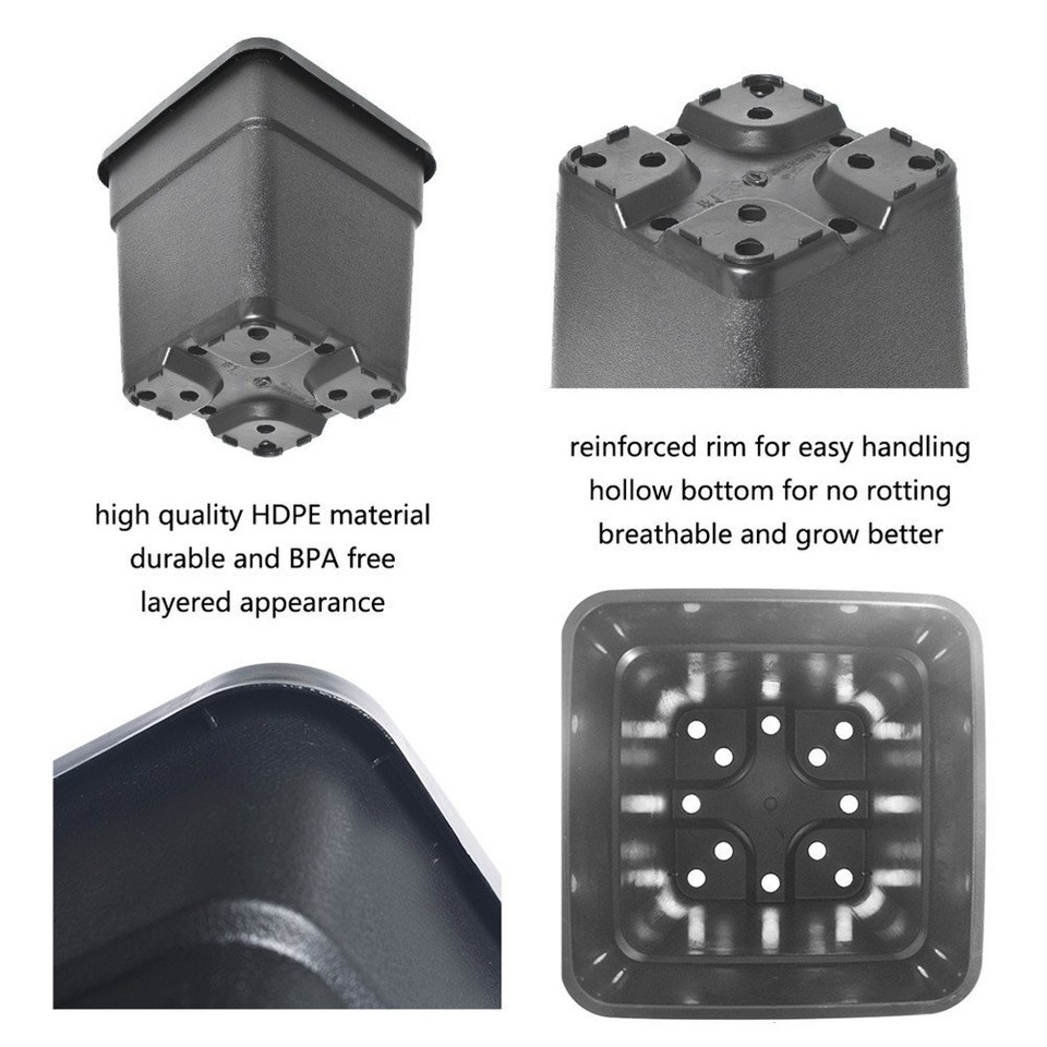 1/2/3/5/7/10 Gallon 5/10PCS Re-Usable Square Nursery Pot Plastic Grow ...