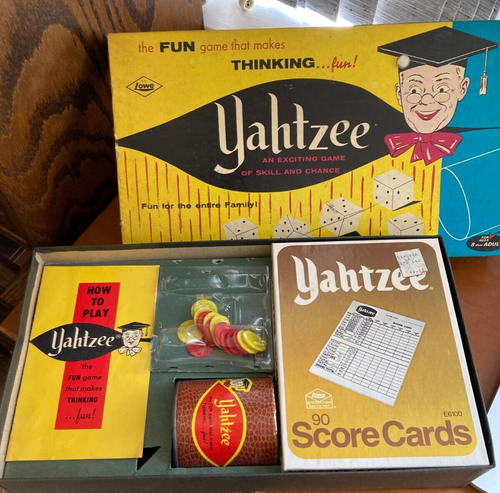 Vintage Yahtzee 1956 Game in Box #950 Yatzee E.S Lowe Co. BOARD GAME ...