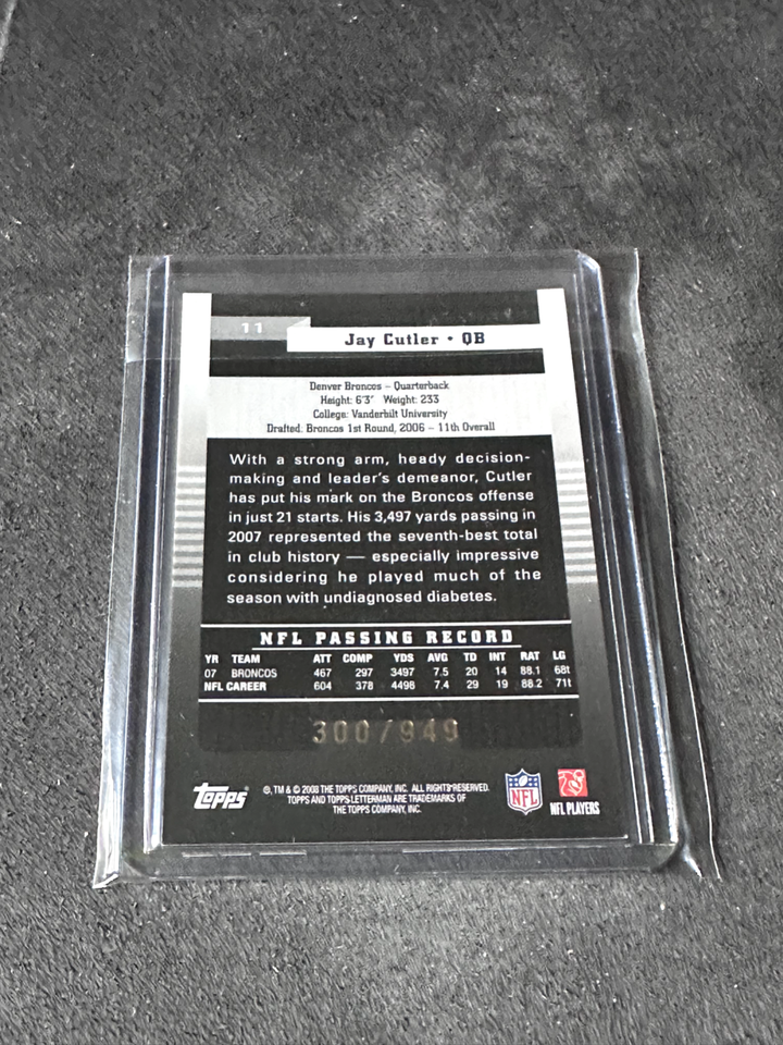 Jay Cutler 2008 Topps Letterman 300/949 | eBay