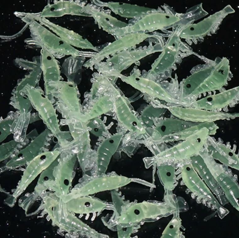 50pcs Luminous Shrimp Soft Lure 3.5cm Night Fishing Bait Fluorescent ...