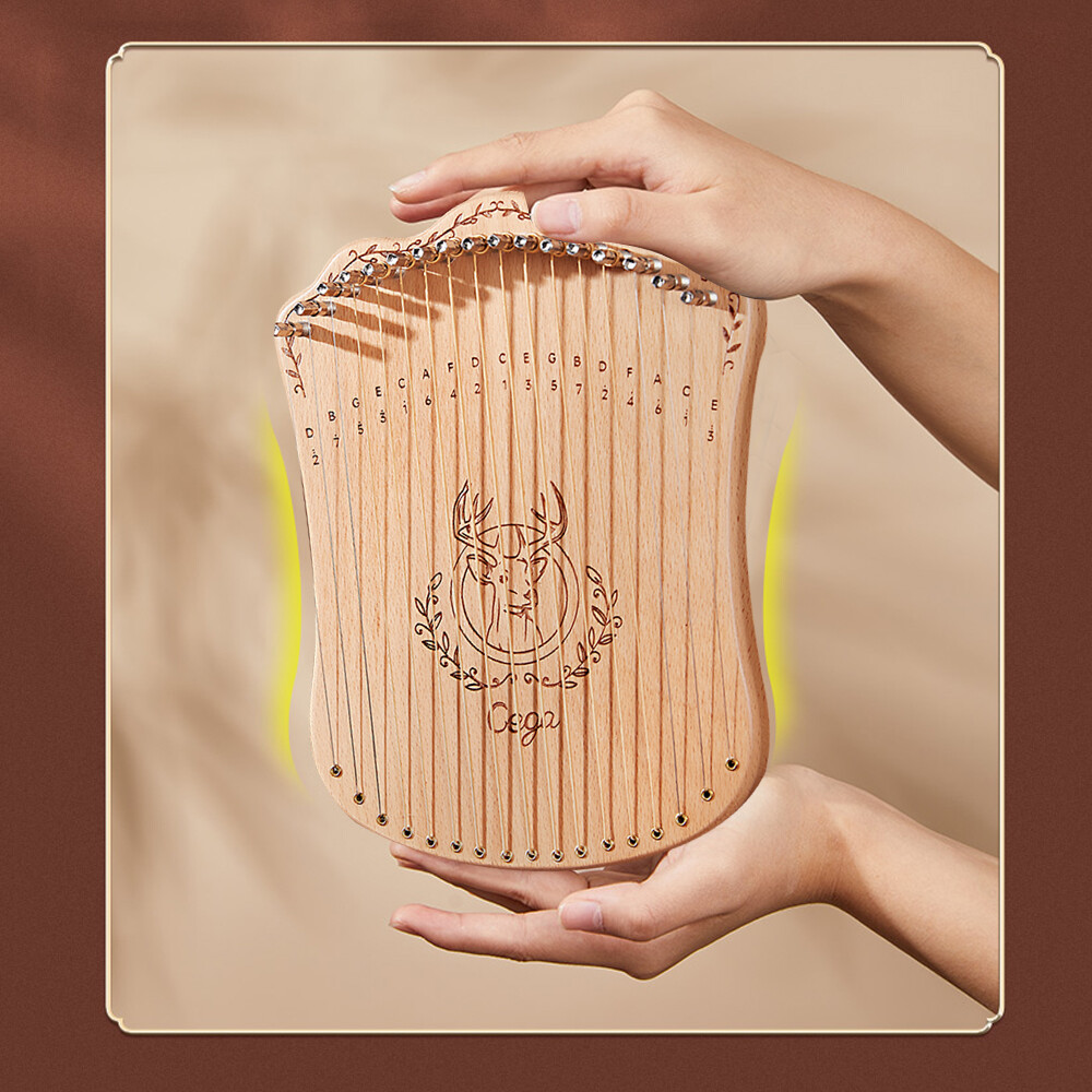 17 String Lyre Harp Portable Solid Beech Wood Harp String Musical D4V4 ...