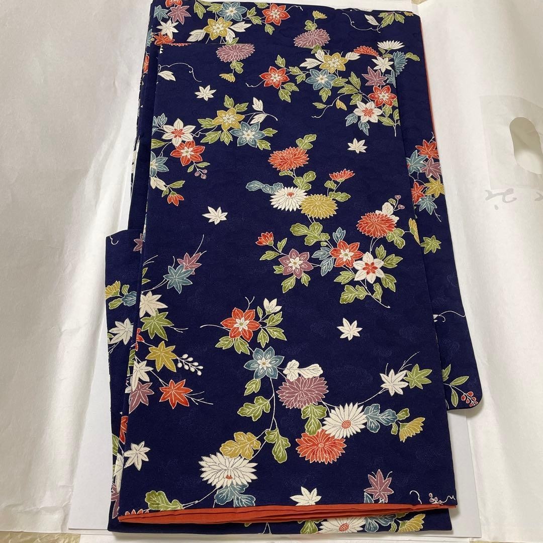 Fukuro obi, pure silk, small pattern, navy blue, year-round patterns ...