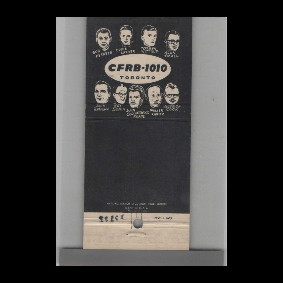 Matchbook Cover Radio Station CFRB AM 1010 Toronto, ON | eBay