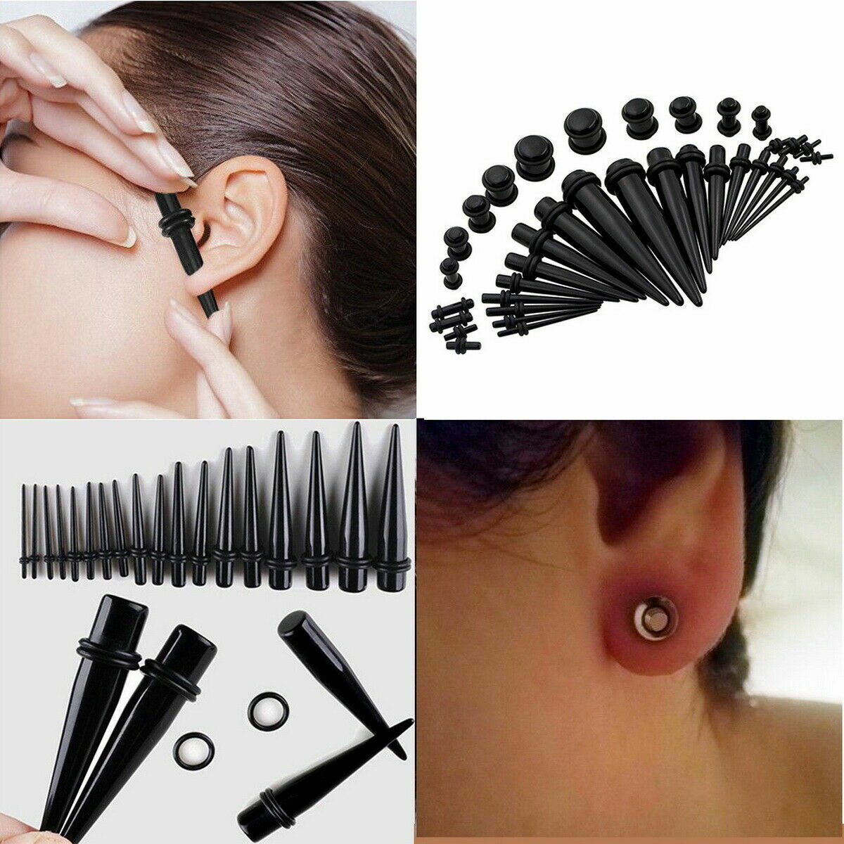 36pcs Ear Stretching Kit Plug Set Stretch Ear Taper Stretcher Tapers ...