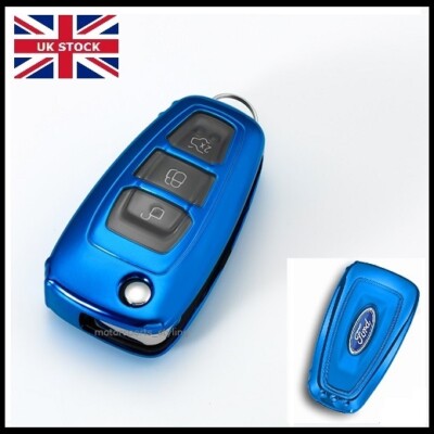 Blue Key Cover For Ford Remote Case Flip Mondeo Focus Fiesta Kuga B C S ...