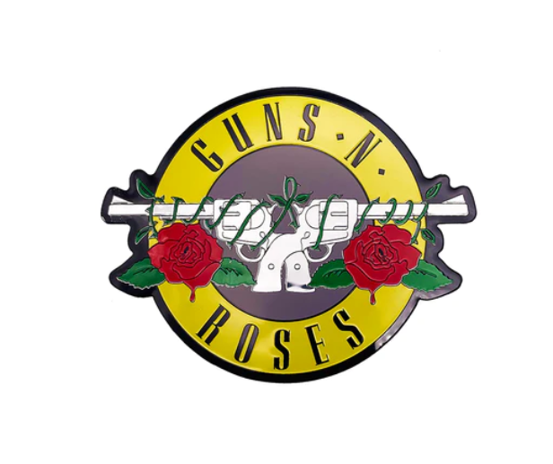 GUNS N ROSES - CLASSIC LOGO - METALLIC STICKER - 6 x 1.5 - BRAND NEW ...