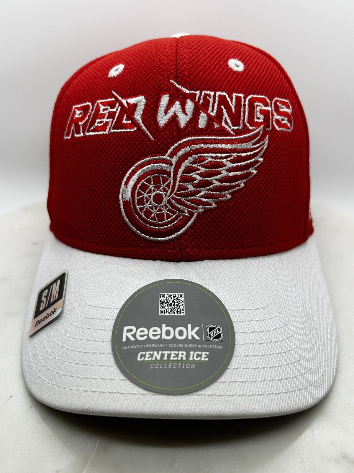 NHL Detroit Red Wings Reebok Center Ice Cap Hat Men Fitted S/M Poly New ...