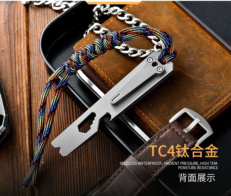 EDC Titanium Multi Tools Pry Bar Crowbar Fidget Clicker Card Toy Stress ...