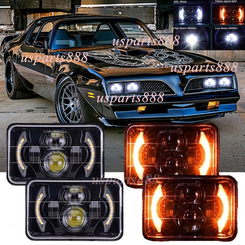 4pcs Fit PONTIAC FIREBIRD TRANS AM 77-81 4x6" inch LED Headlights HI/LO ...