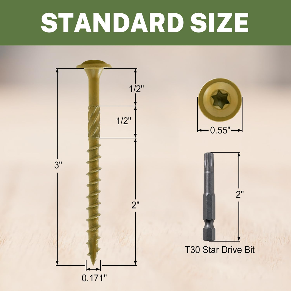 LIONMAX Lag Screws 3 Inch, Structural Wood Screw #14 x 3", 50-PCS Heavy ...