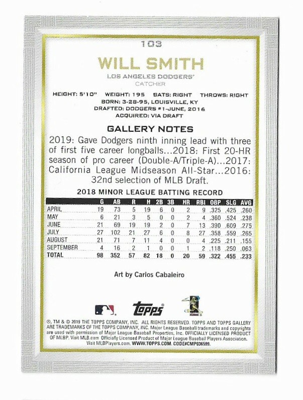 2019 Topps Gallery Will Smith Rookie Card #103 RC | eBay