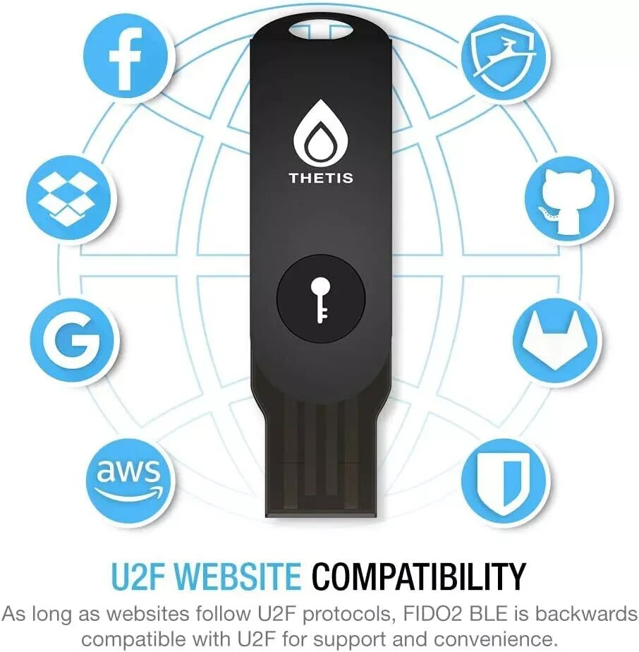 Thetis BLE FIDO2 Security Key Fob - Passkey, USB-A, NFC & Bluetooth | eBay