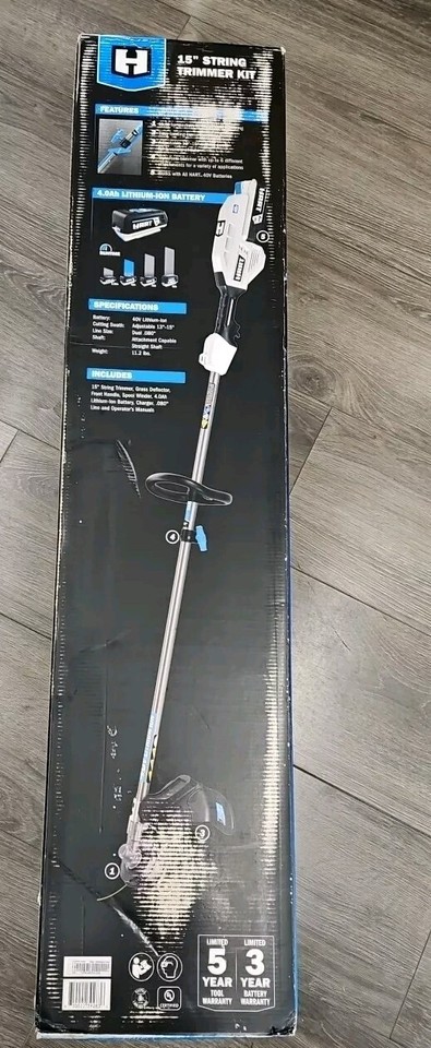 HART 40v Cordless 15" String Trimmer Kit with 4.0Ah Battery and Charger ...