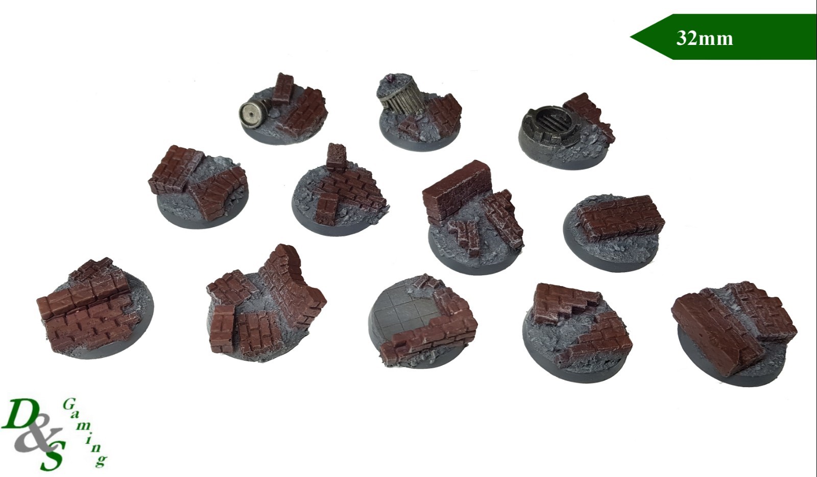 32mm Round Resin Scenic Infantry Bases Urban/Rubble #3 Space Marine 40K ...