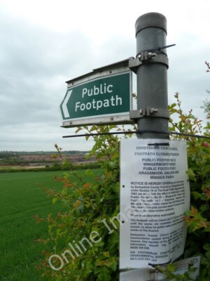 Photo 6x4 Footpath sign and closure notice Birdholme The path was ...