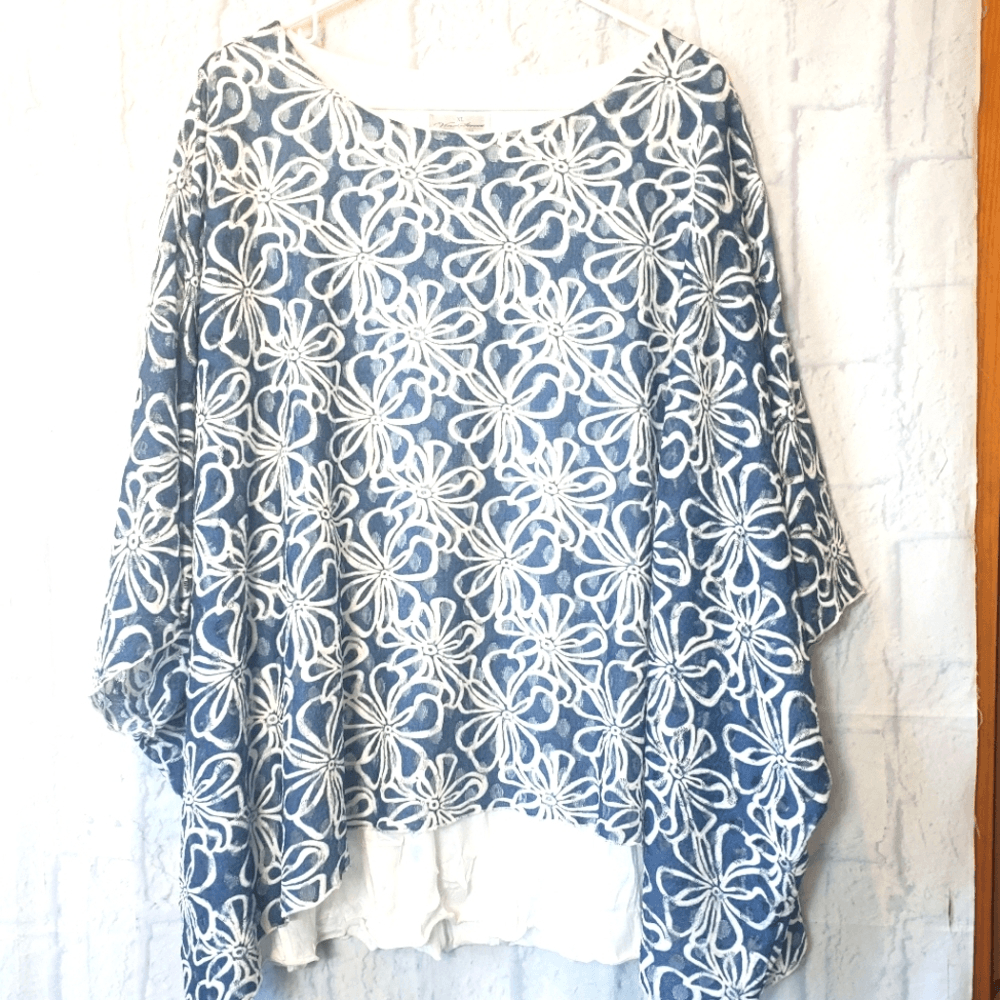 VINTAGE VINE STREET Floral Overlay Flowy Top | eBay