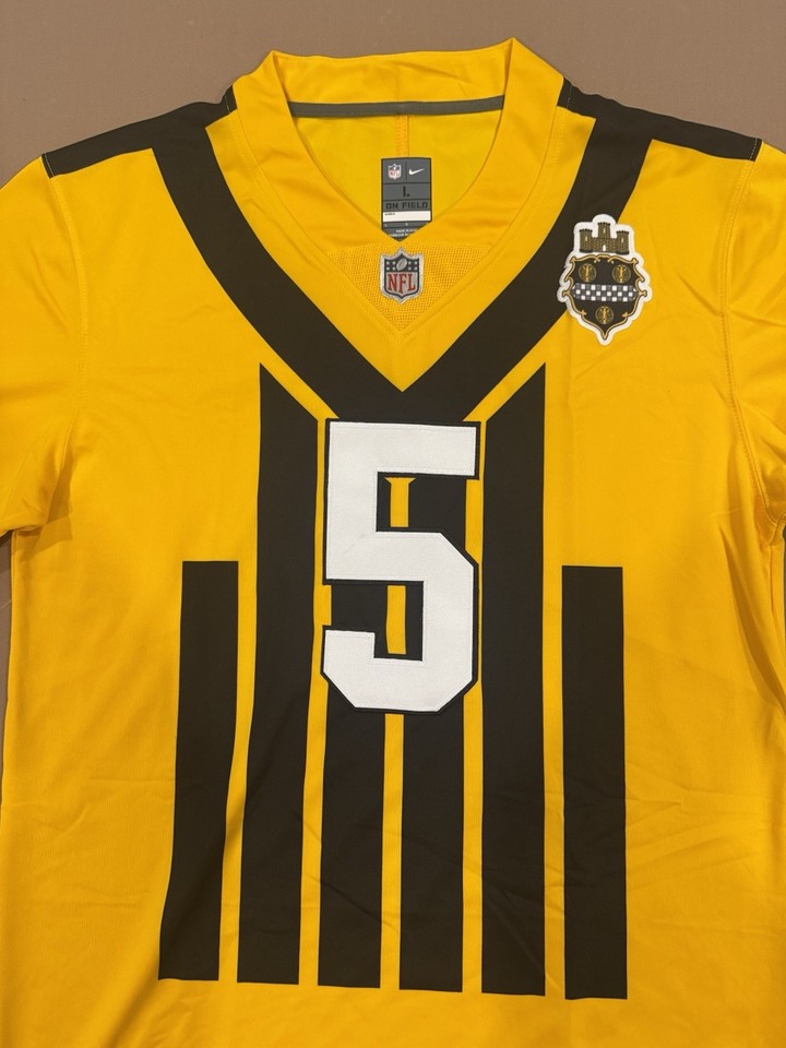 2025 Jalen Ramsey #5 Pittsburgh Steelers Gold Alternate 1933 Throwback ...