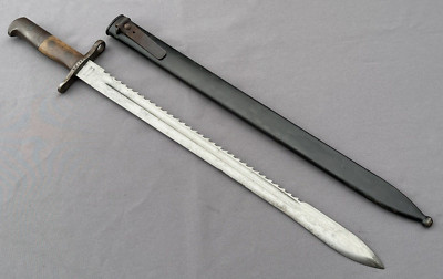 WWI Swiss M1914 Pioneer Saw Back Bayonet w/Metal Scabbard Waffenfabrik ...