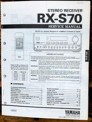 Yamaha RX-S70 Receiver Service Manual *Original* | eBay