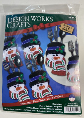 Design Works Felt Jewel Christmas SNOWMAN FACES Silverware or Gift ...