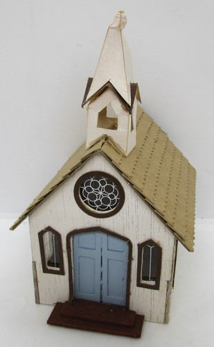Balsam Wood and Cardboard Church/Chapel for Miniature Light Christmas ...